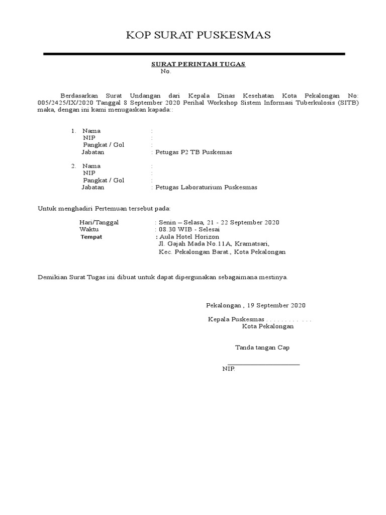 Format Surat Tugas | PDF