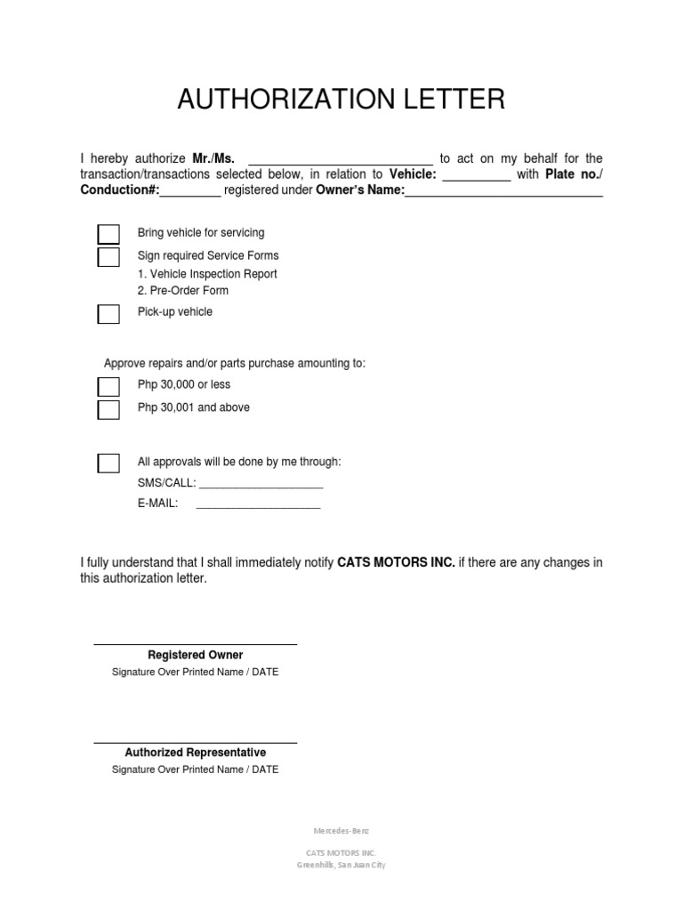 Authorization Letter | PDF