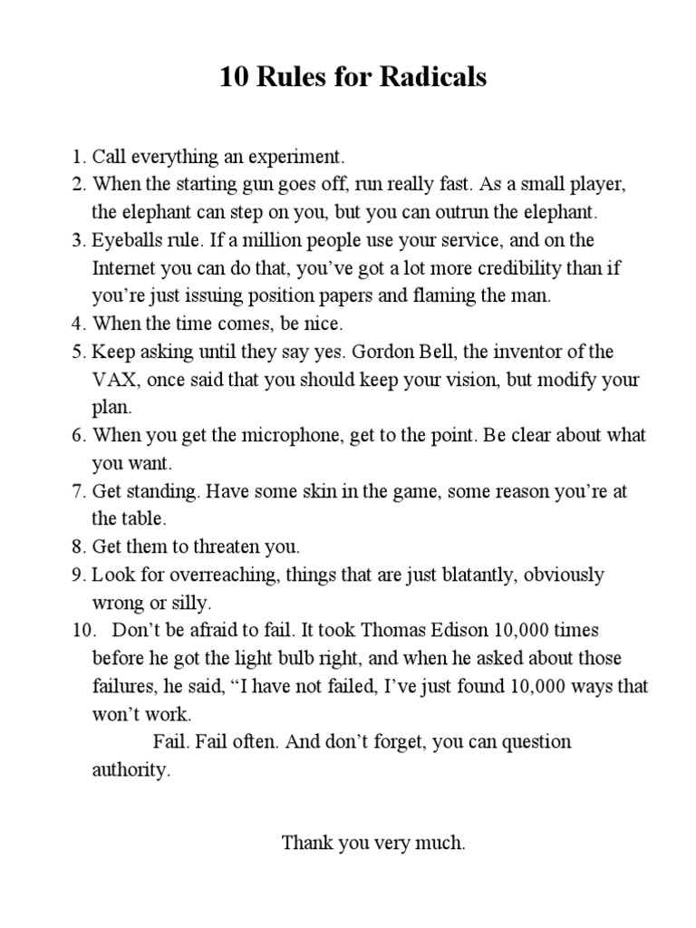 10 Rules For Radicals | PDF
