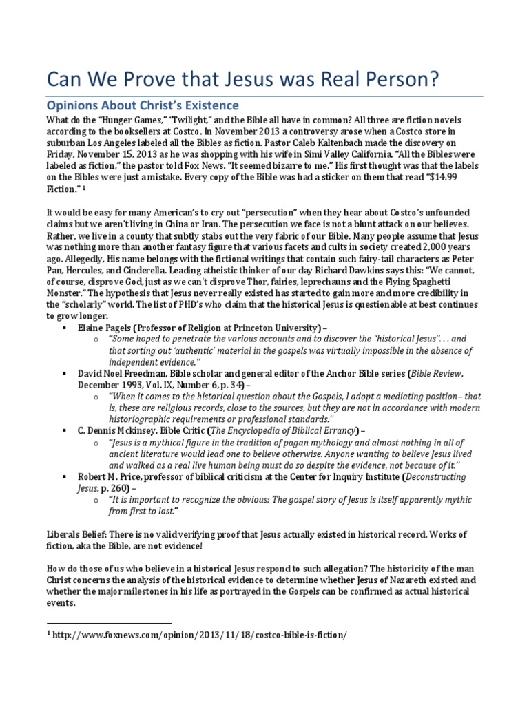 Can We Prove That Jesus Was Real Person? | PDF | Jesus | Paul The Apostle