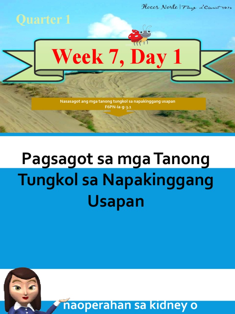 Quarter 1: Week 7, Day 1 | PDF