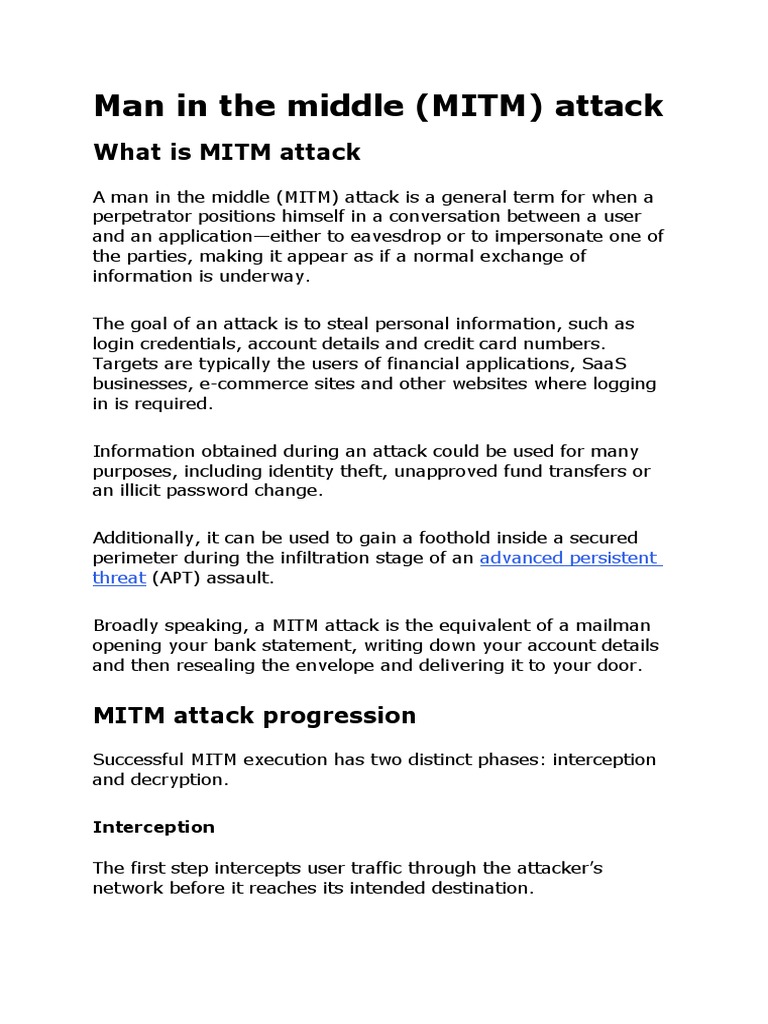 Man in The Middle Attack | PDF | Transport Layer Security | Cryptography