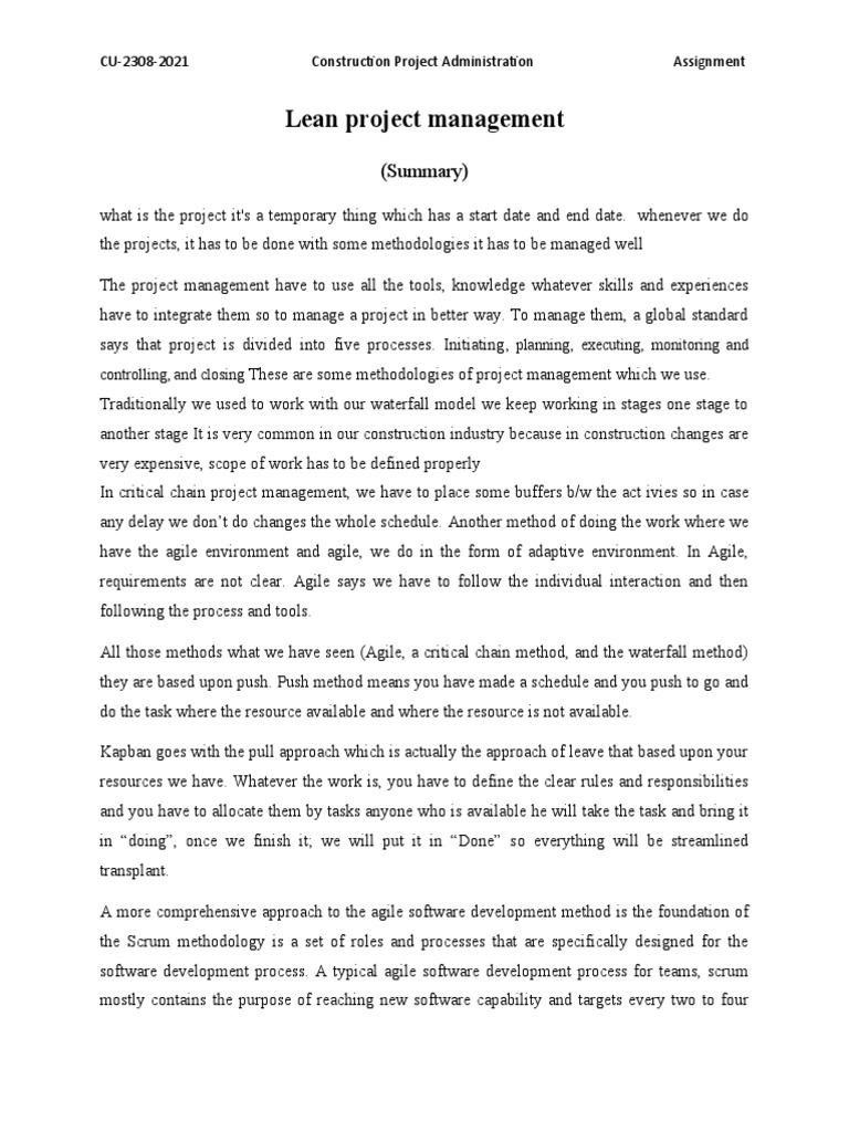 Lean Project Management Download Free Pdf Agile Software Development Project Management 