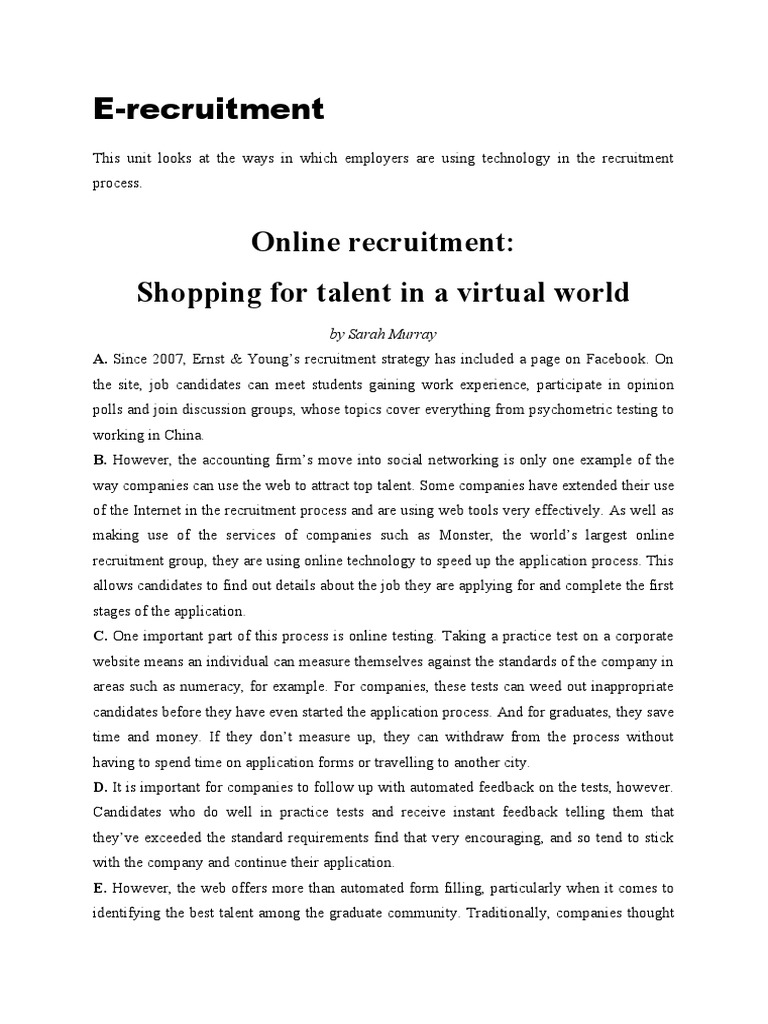 Online Recruitment: Using Technology to Attract Top Talent and ...