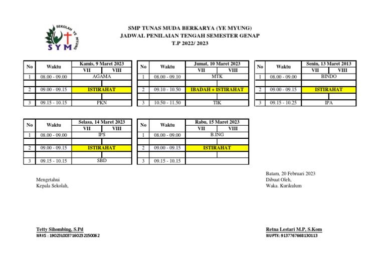 Jadwal PTS SMP 2023 | PDF