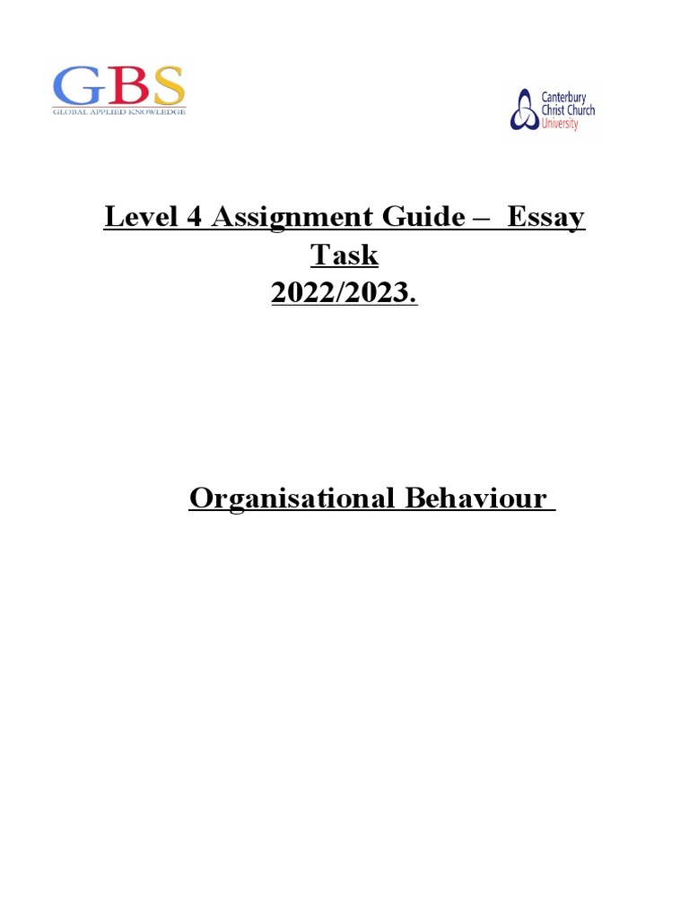Level 4 Assignment Guide - Essay Task 2022/2023 | PDF | Essays | Theory