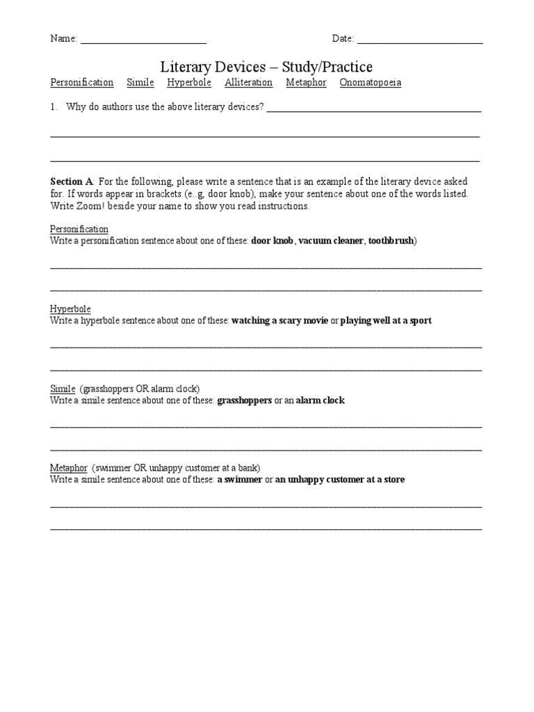 Literary Devices Study Guide | PDF