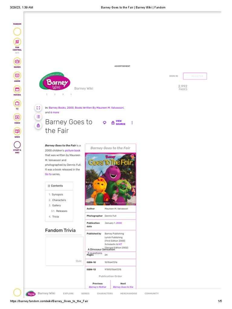 Barney Goes To The Fair - Barney Wiki - Fandom | PDF | Fandom