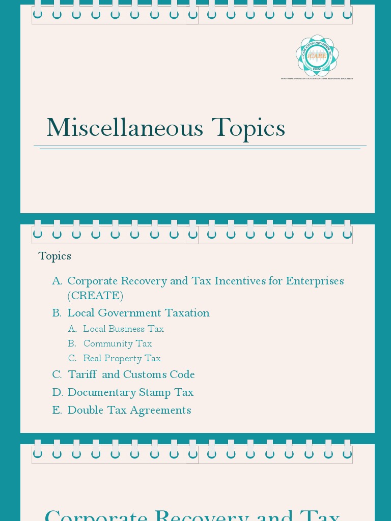 Miscellaneous Topics | Download Free PDF | Taxes | Tax Deduction