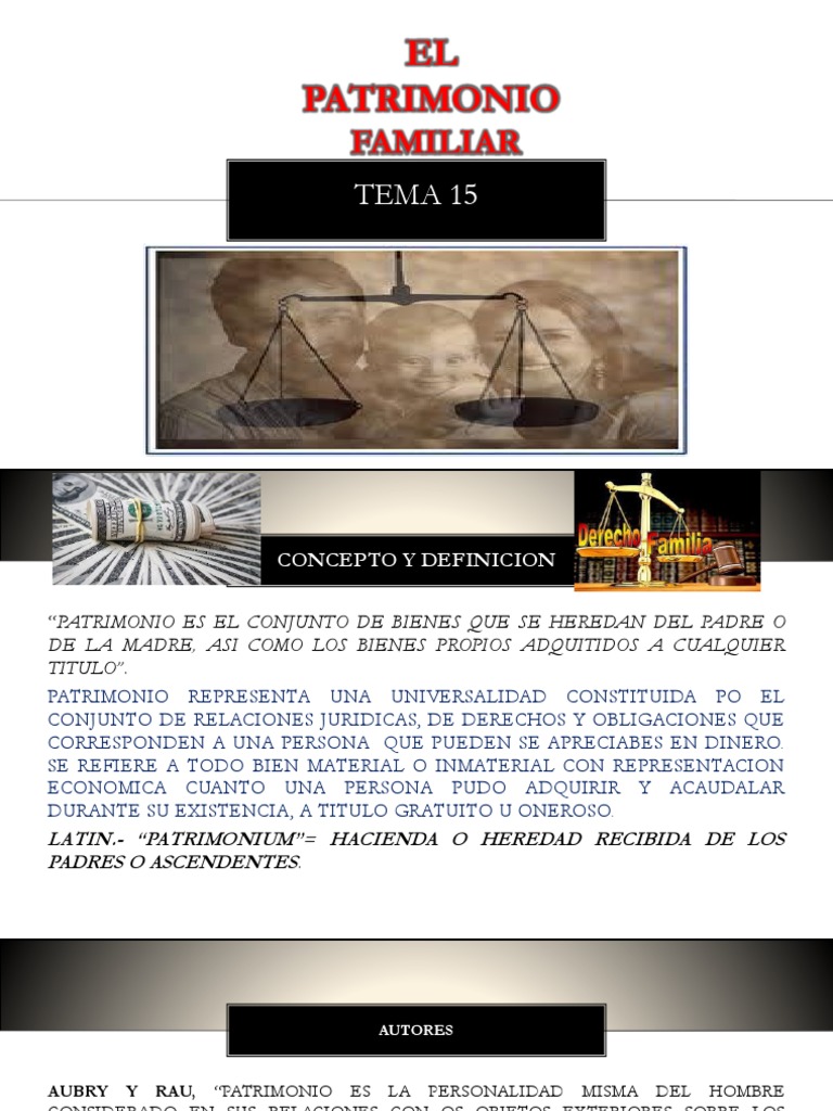 EL Patrimonio: Familiar | PDF | Bienes (Ley) | Dominio eminente