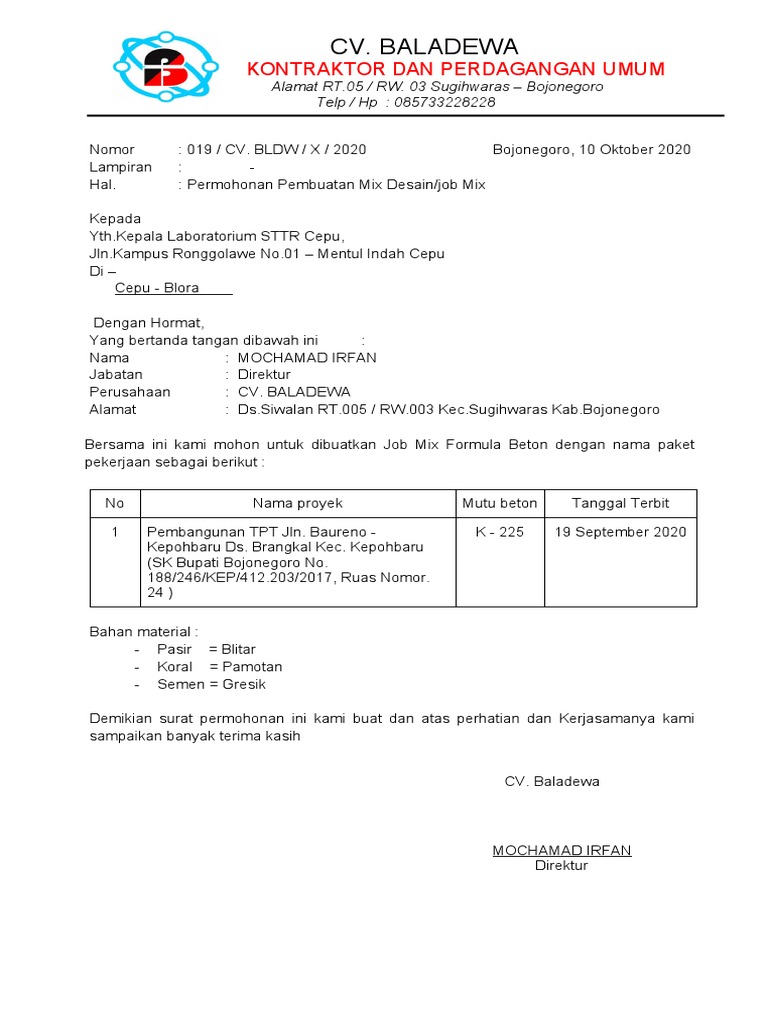 Permohonan Job Mix | PDF