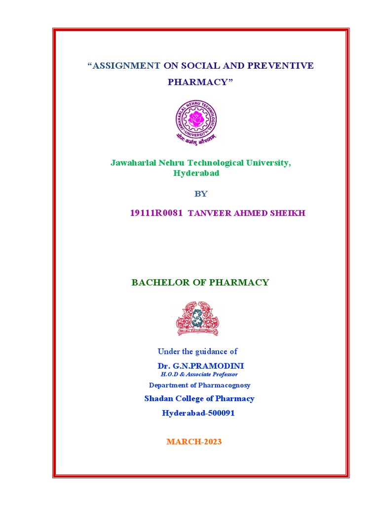 An Assignment on Social and Preventive Pharmacy Focusing on Public ...