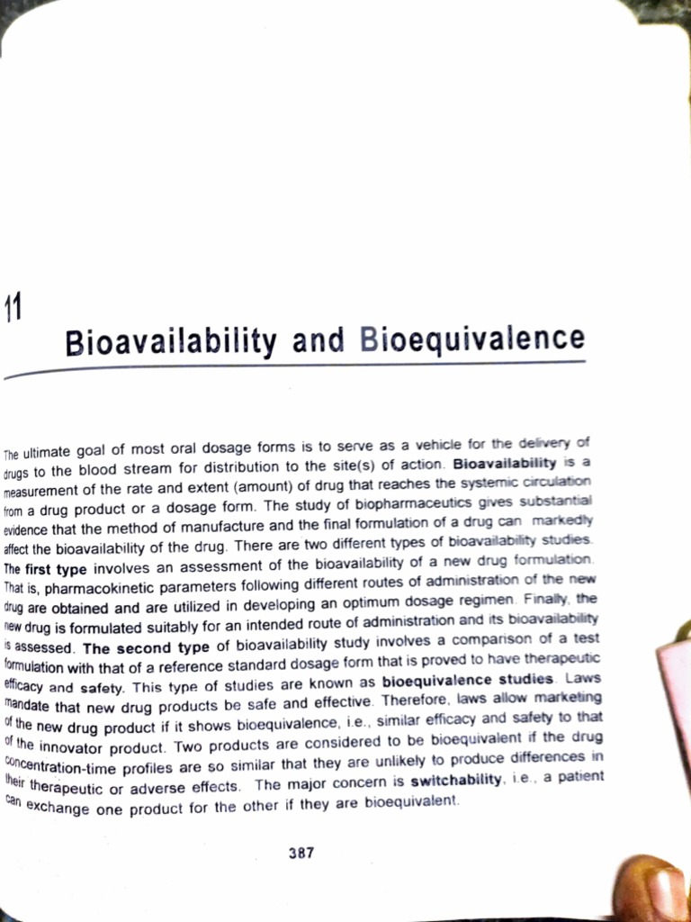 Bioavailability & Bioequivalence Basics | PDF | Bioavailability | Pharmacokinetics