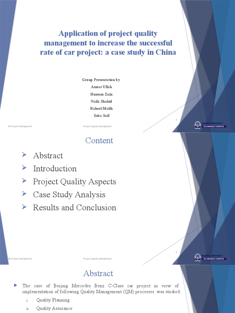 PQM Presentation - Case Study On Project Quality Management Techniques ...