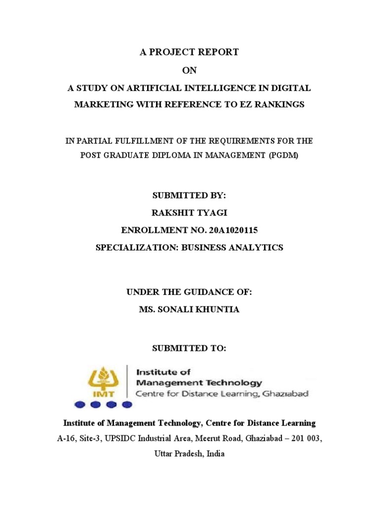 Completed Project IMT A Study On Artificial Intelligence in Digital ...