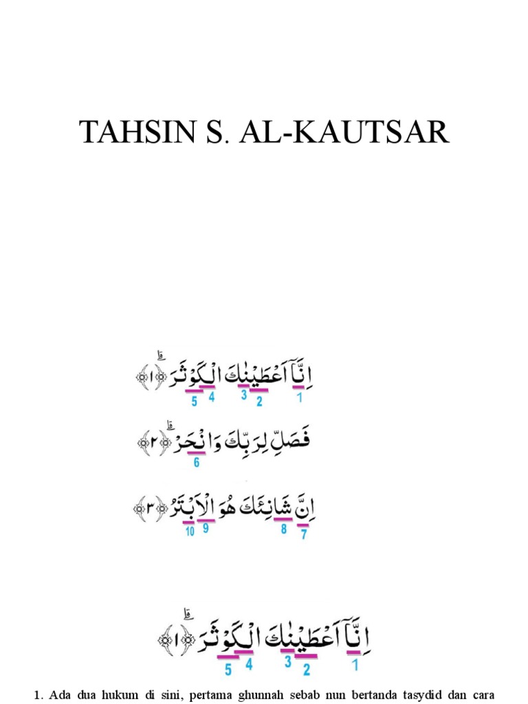 Tahsin Surah Al-Kautsar | PDF | Seni & Disiplin Bahasa | Agama ...