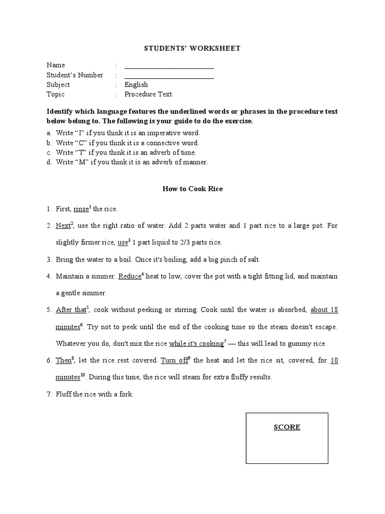 Students' Worksheet | PDF | Cooking, Food & Wine