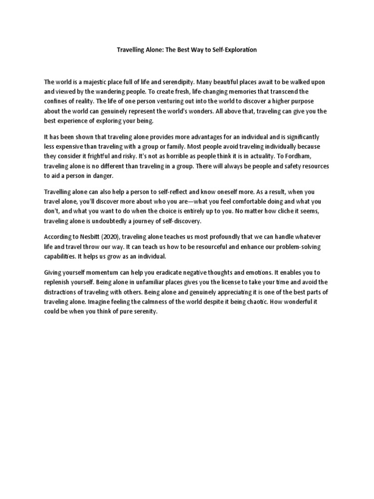 Persuasive Essay About Traveling Alone | PDF