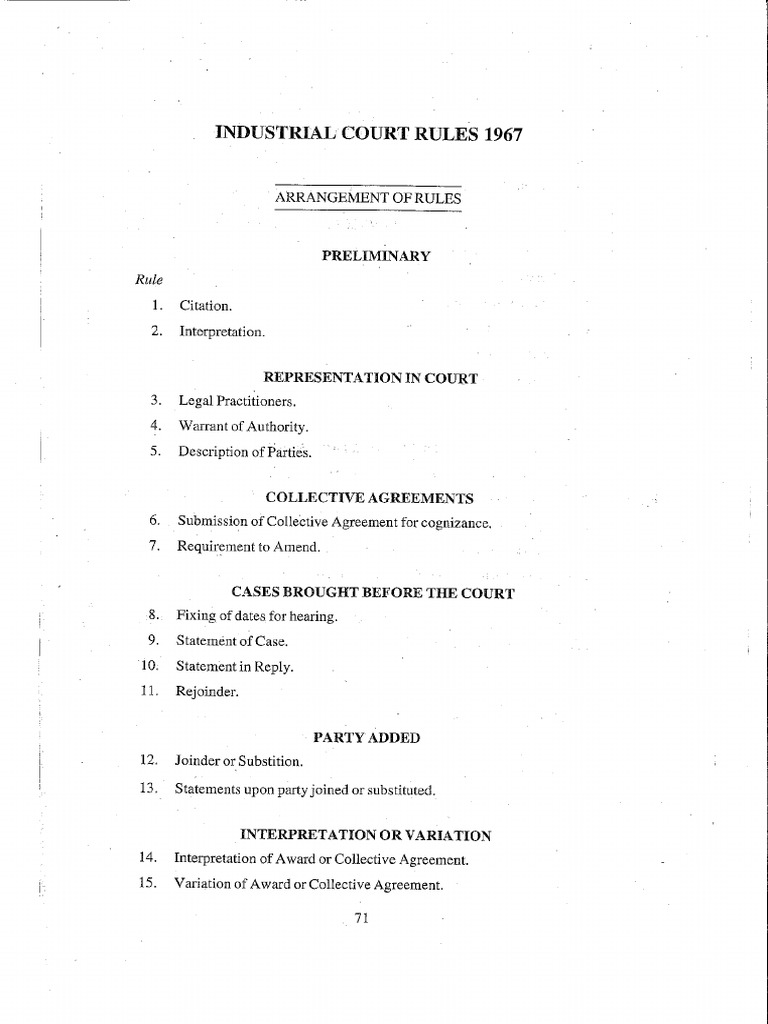 Industrial Court Rules 1967 | PDF