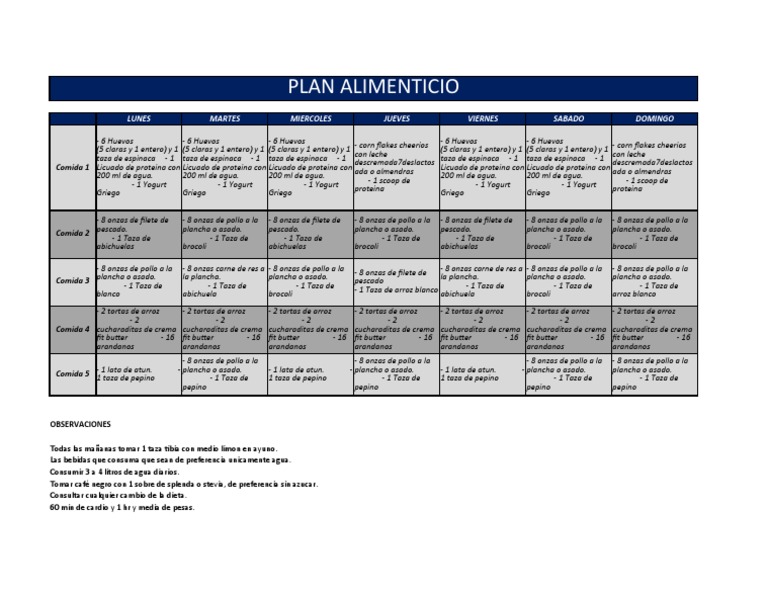 Plan Alimenticio | PDF | Alimentos | Cocina de las Americas