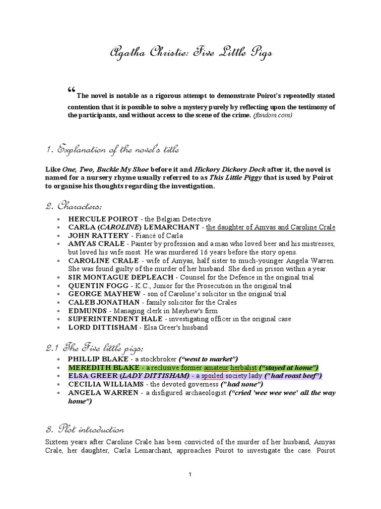 5 Little Pigs | PDF | Hercule Poirot Books | Detective Novels