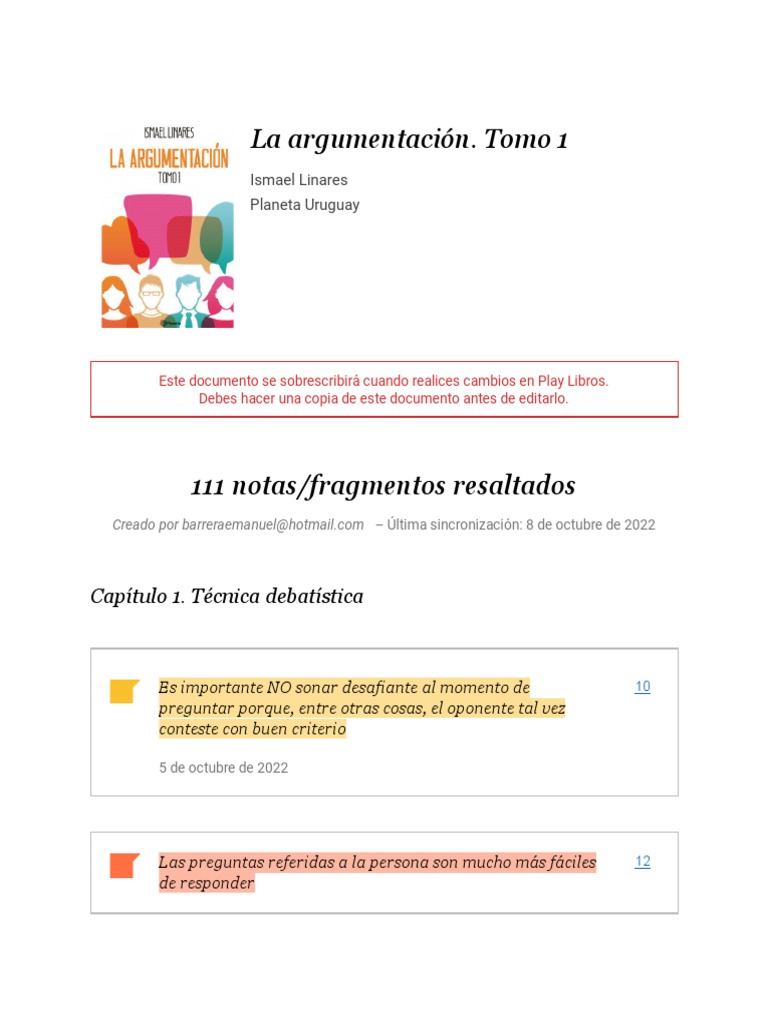 La Argumentación. Tomo 1: Capítulo 1. Técnica Debatística | PDF ...