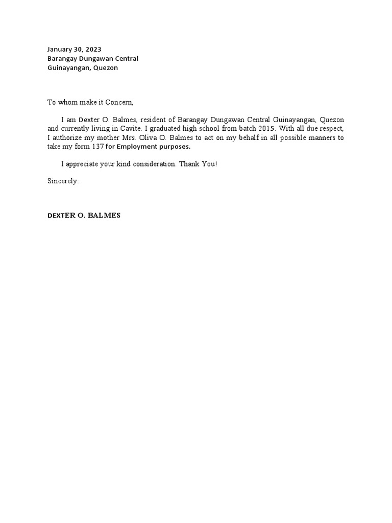 Authorization Letter for Certificate Retrieval | PDF