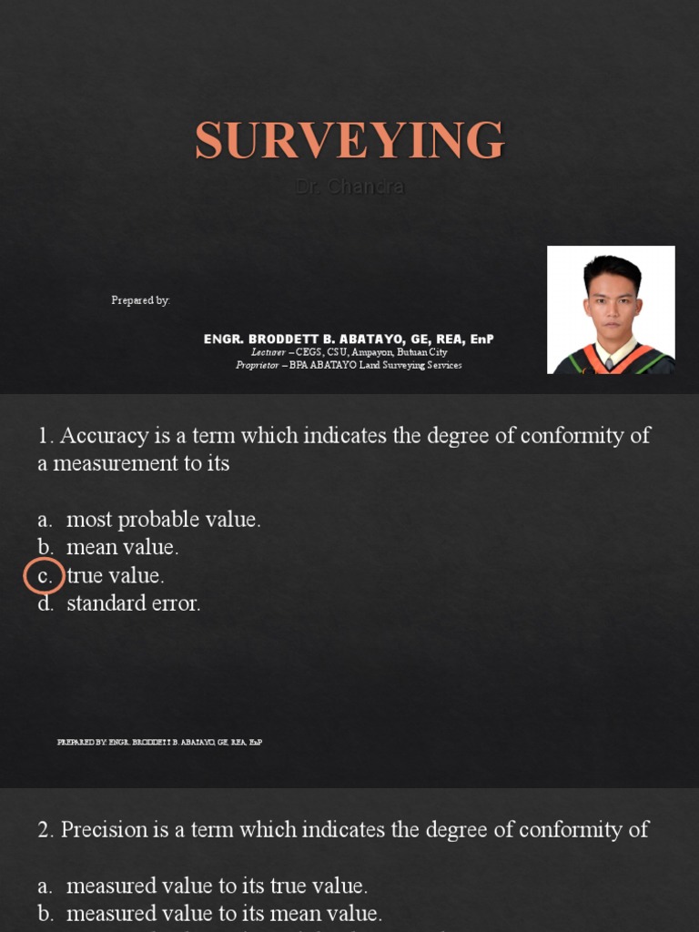 Surveying: Dr. Chandra | PDF | Errors And Residuals | Observational Error