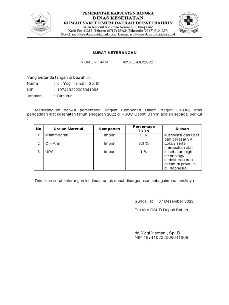 Surat Pernyataan TKDN | PDF