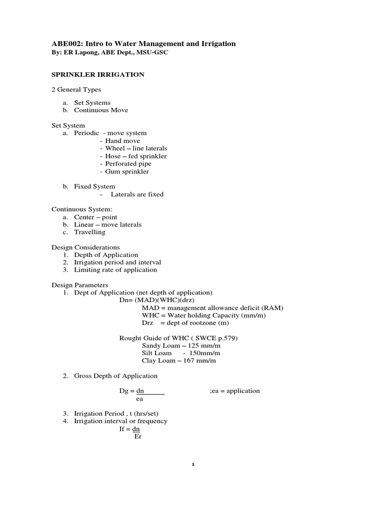 ABE002: Intro To Water Management and Irrigation | Download Free PDF | Irrigation | Earth Sciences