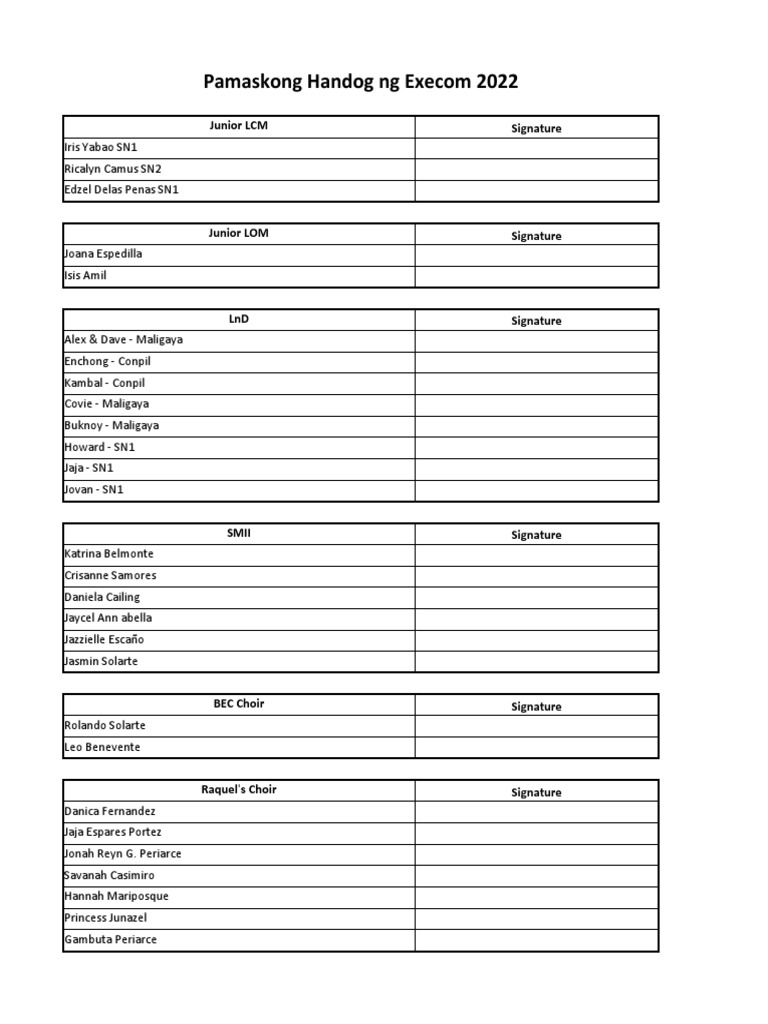 Pamaskong Handog NG Execom 2022: Junior LCM Signature | PDF