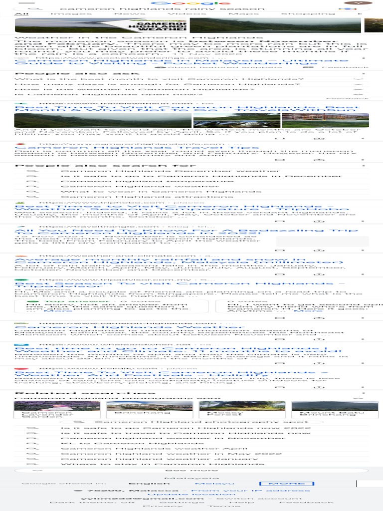 Cameron Highlands Weather Guide | PDF | Wet Season | Rain