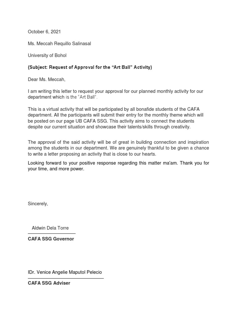 Letter For Approval | PDF