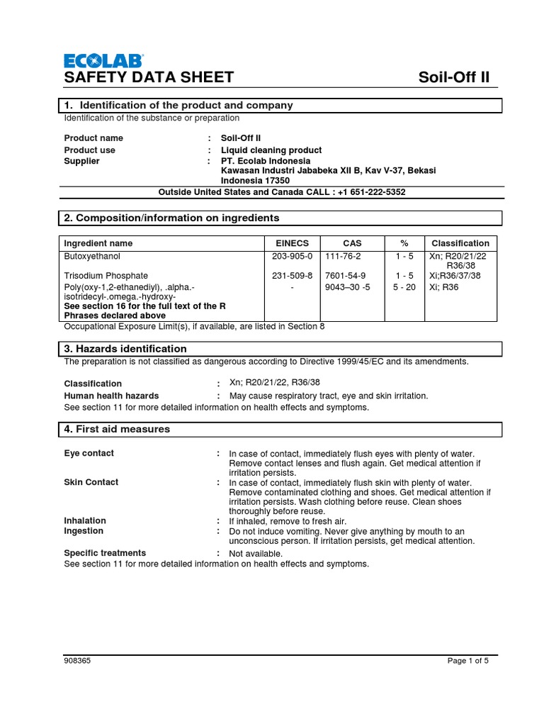IID-EN-SDS16-Soil Off II - MSDS | PDF | Sewage Treatment | Physical ...