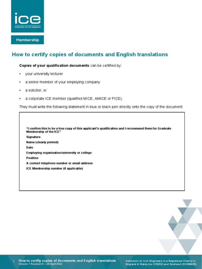 Certifying Documents for ICE Members | PDF | Technology & Engineering