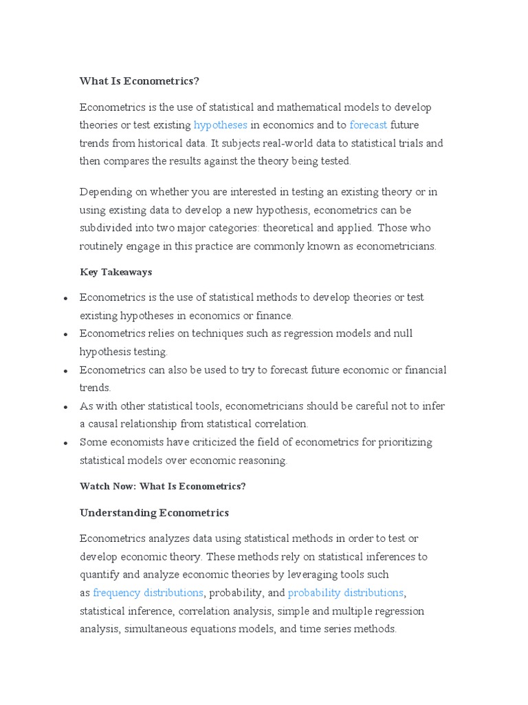 Econometrics Pdf Econometrics Statistics
