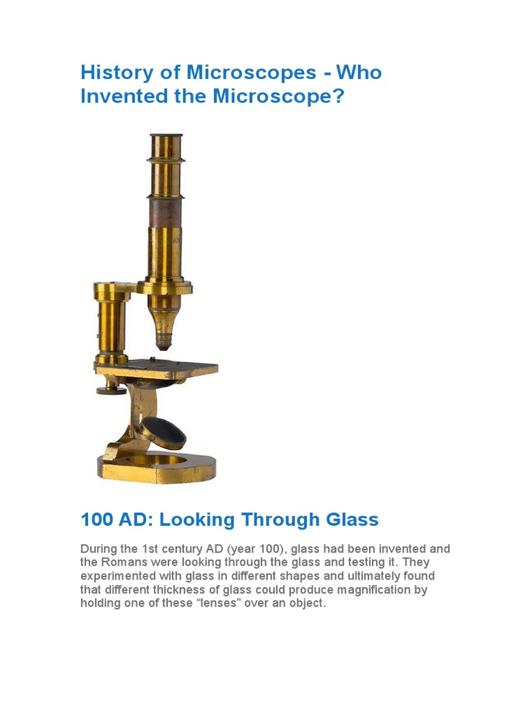 History of Microscope | PDF | Microscope | Glasses