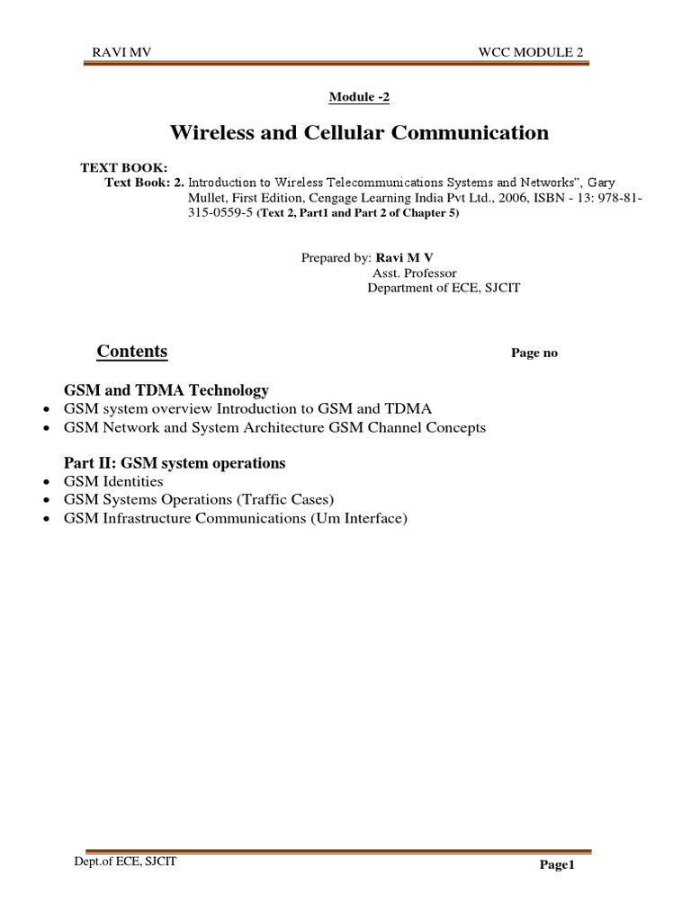 WCC Module 2 Notes | PDF | Computer Network | Gsm