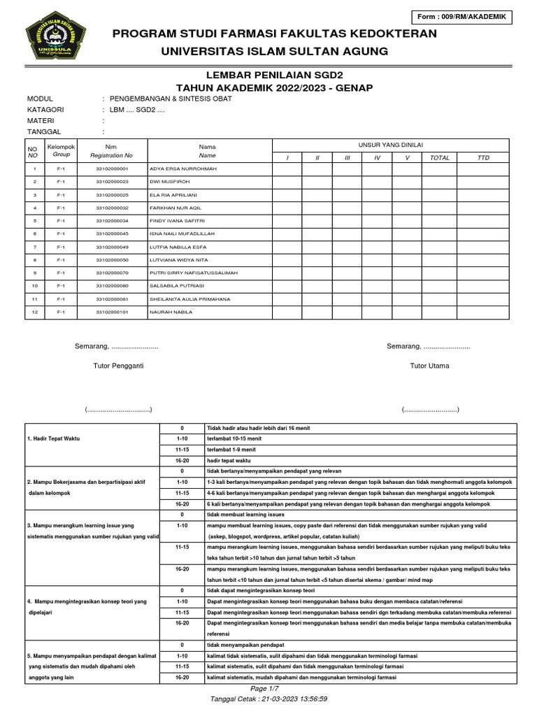 SGD2 PENGEMBANGAN & SINTESIS OBAT Tahun Akademik 2022 - 2023 - GENAP | PDF
