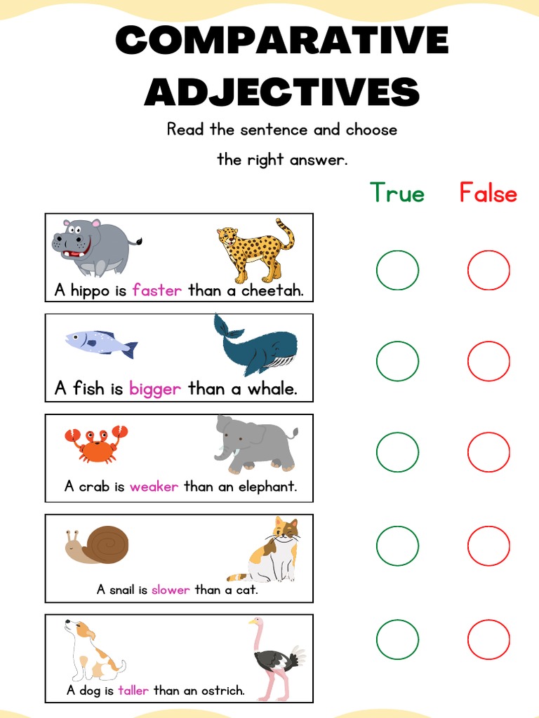 Comparative Adjectives Worksheet for Kids | PDF | Language Arts ...