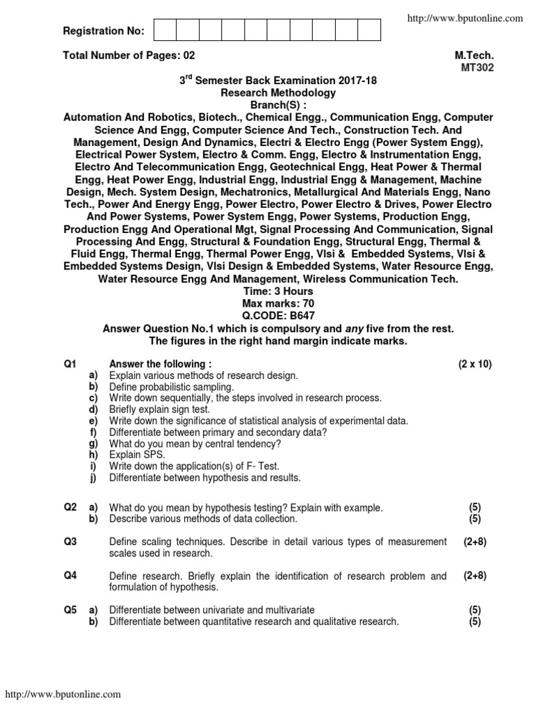 Mtech 3 Sem Research Methodology mt302 2018 | PDF | Science | Methodology