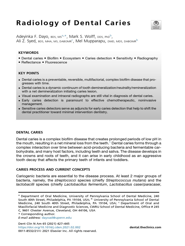 Dental Caries Radiology Guide | PDF | Tooth Enamel | Infrared