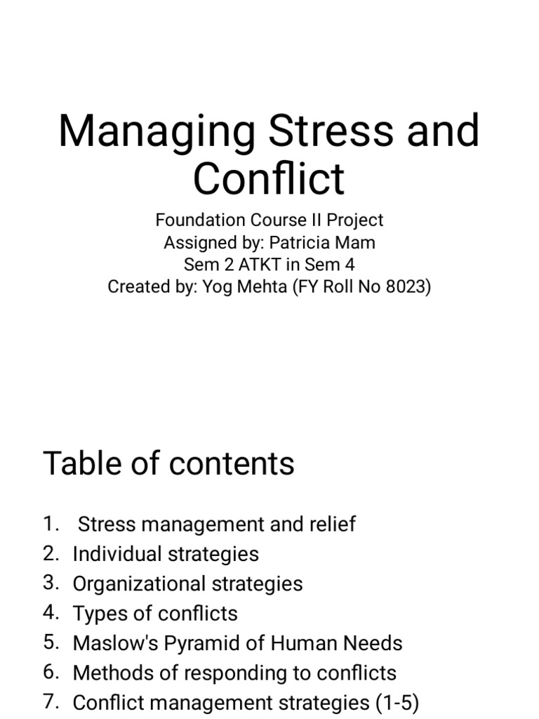 Managing Stress and Conflict | PDF | Stress Management | Cognitive Science