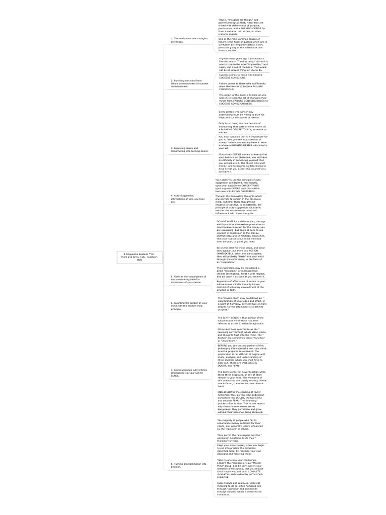 8 Sequential Lessons From Think and Grow Rich (Napoleon Hill) | PDF ...