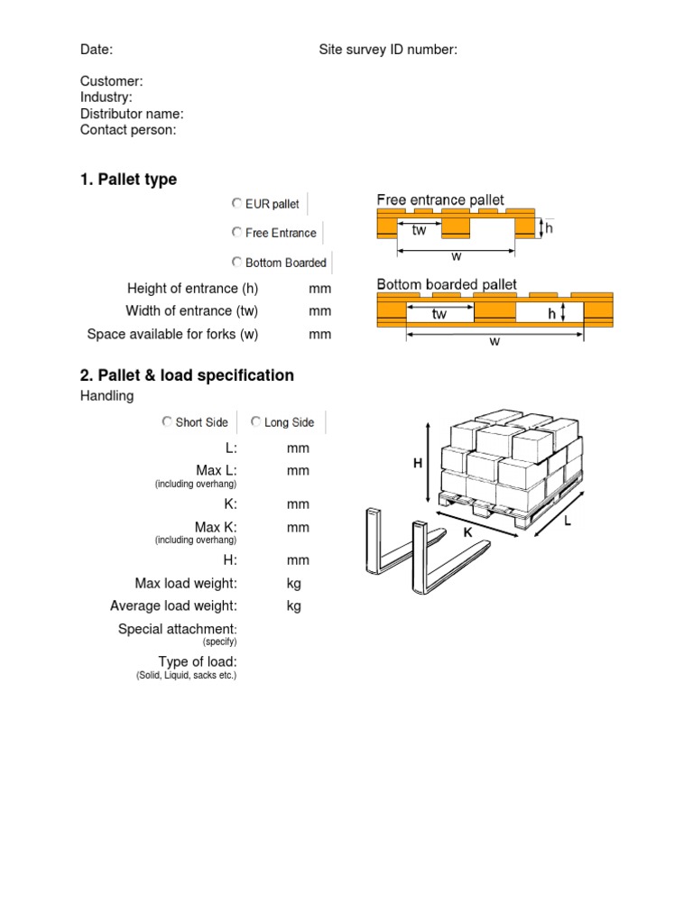VNA Site Survey Form | PDF | Pallet | Aisle