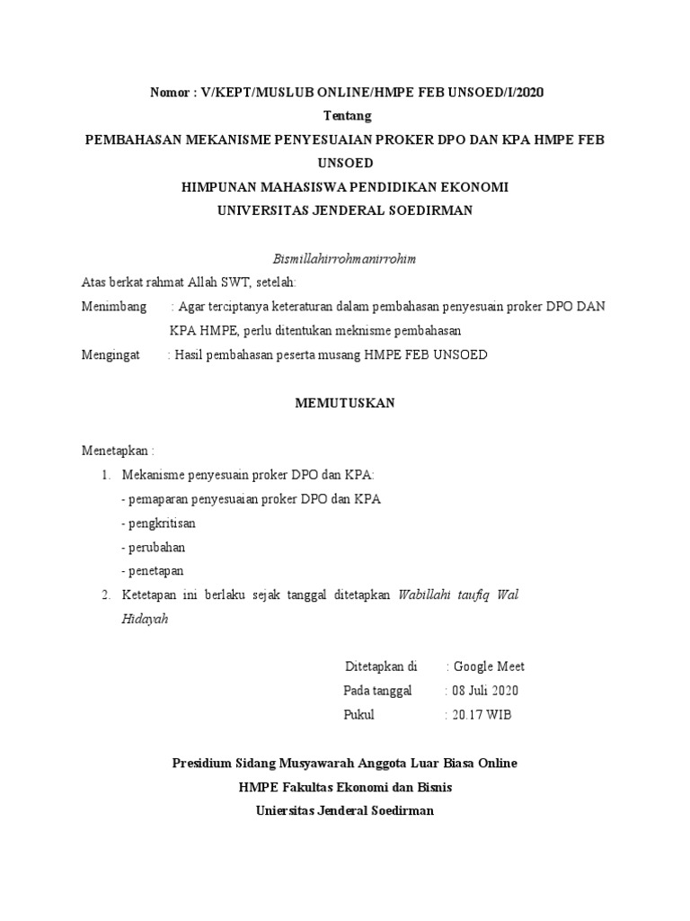 Muslub Pembahasan Dan Penyesuain Proker BPH | PDF | Bisnis
