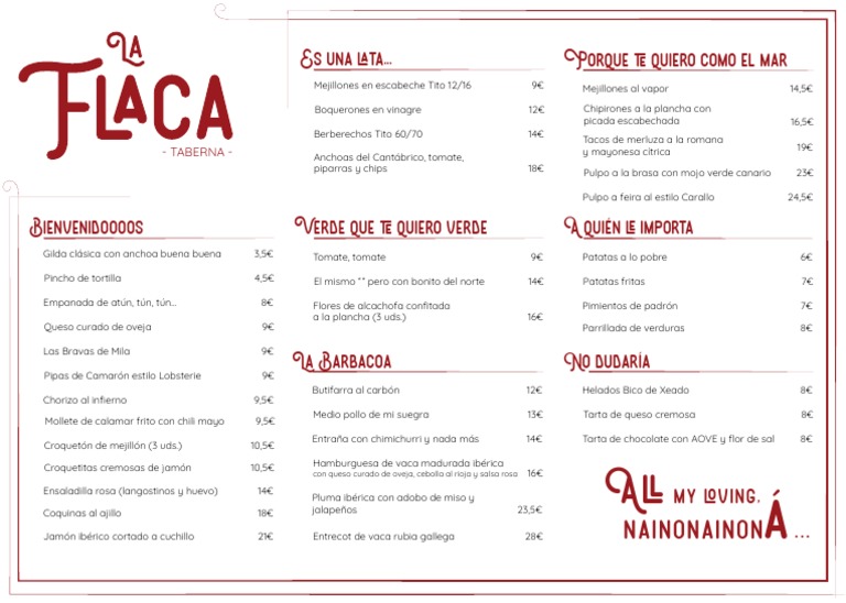 MENU LA FLACA Definitivo Feb23 | PDF | Cocina mediterranea ...