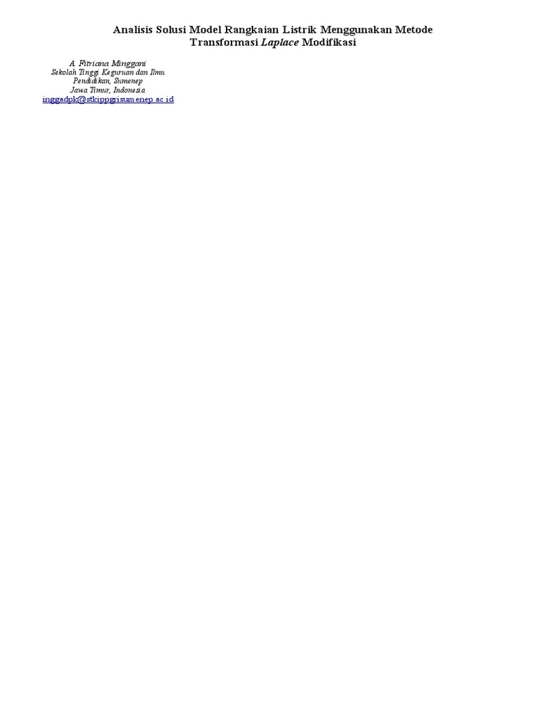 Analisis Solusi Model Rangkaian Listrik Menggunakan Metode Transformasi Laplace Modifikasi | PDF