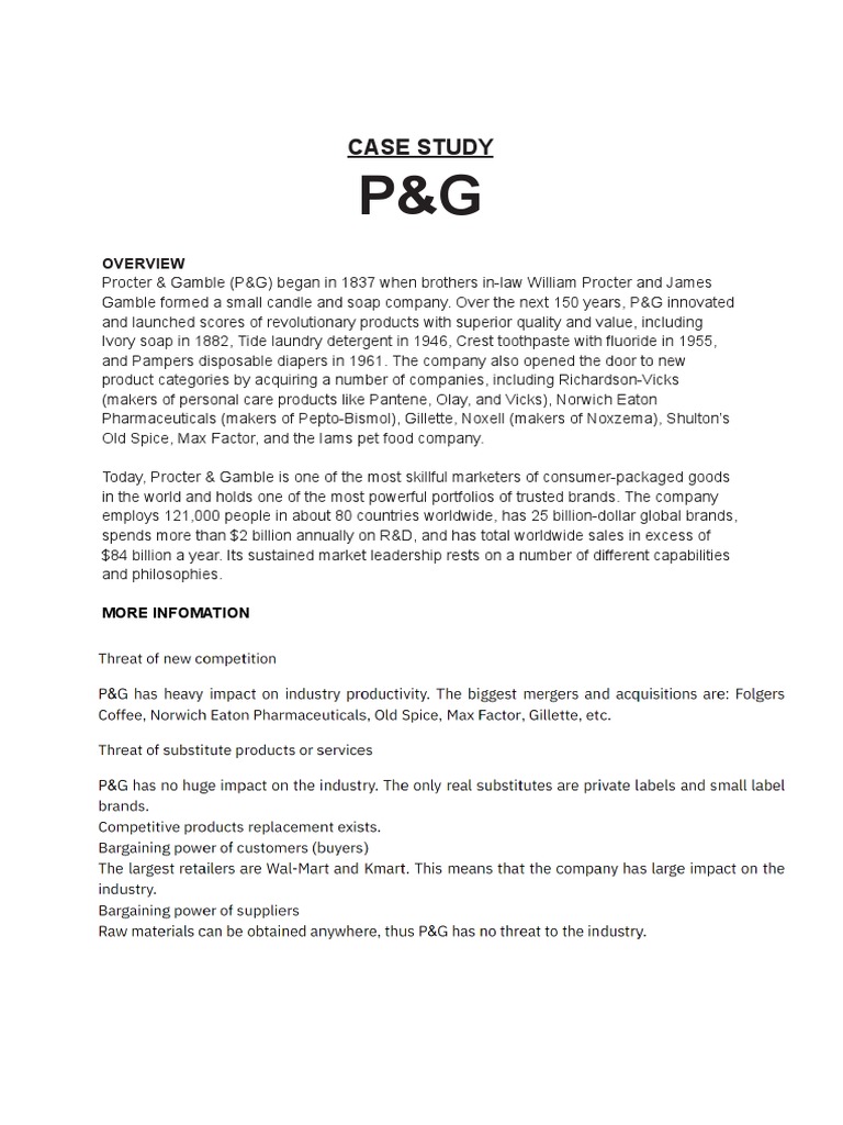 Case Study P&G | PDF | Procter & Gamble | Brand