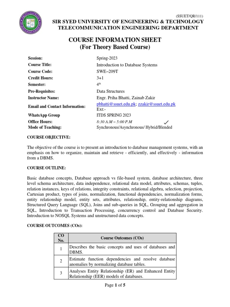 DBMS CIS-Theory Spring 2023 | PDF | Relational Database | Relational Model